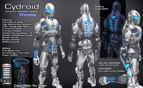 Second Life Marketplace - [SP] Cydroid Avatar Primitive (chrome) (BOX)