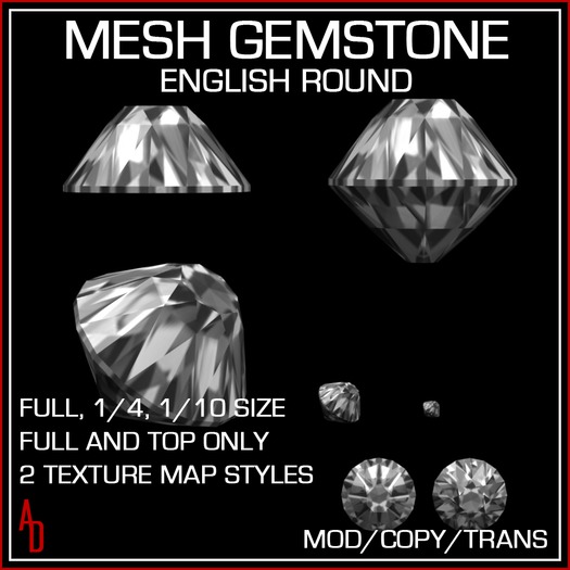 Second Life Marketplace - *AD* Mesh Gemstones - English Round - Jewelry ...