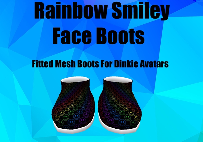 Second Life Marketplace - Rainbow Dinkie Smiley Face Boots--- Sole White