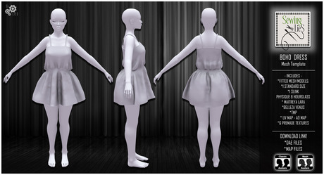 Second Life Marketplace - Boho Dress Mesh - SewingLies