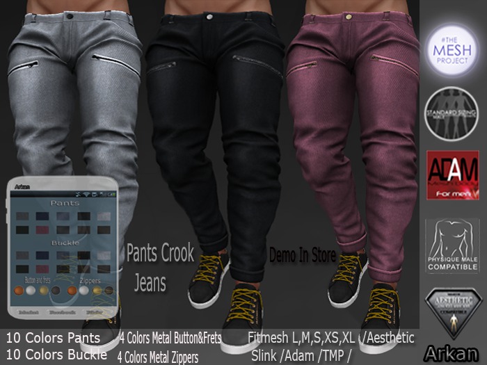 Second Life Marketplace - .::Arkan::. Pants Crook Jeans + Fitted
