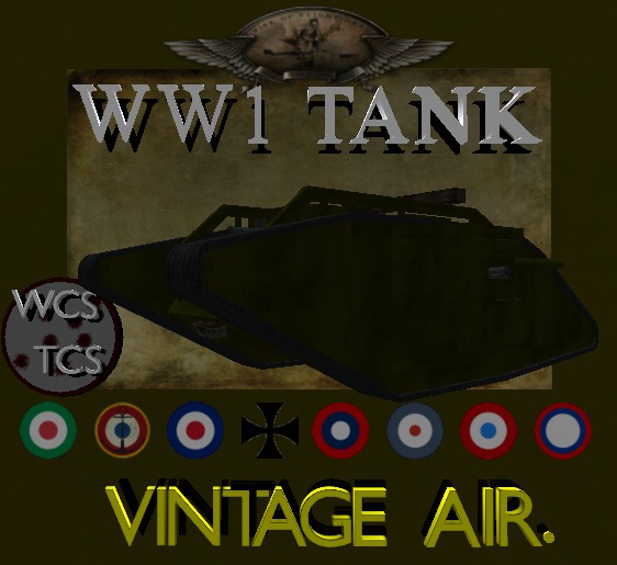Second Life Marketplace - 2017 Vintage Air Mark V Army Tank WCS Combat