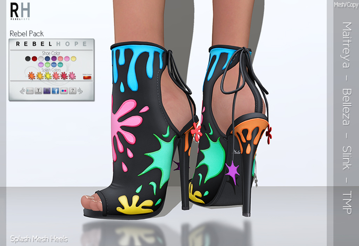 Second Life Marketplace Rebel Hope Splash Mesh Heels Rebel Pack