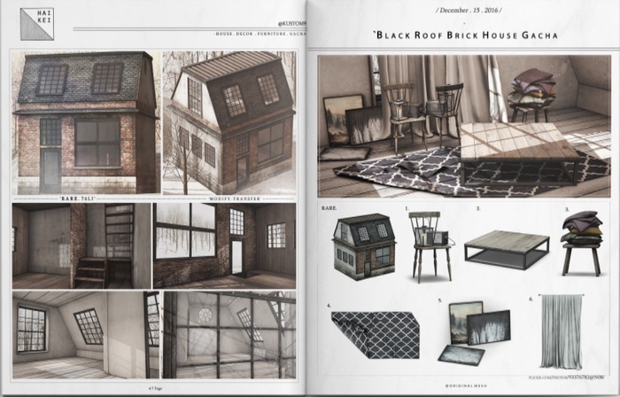 Second Life Marketplace - :HAIKEI: Black roof brick house gacha {3}