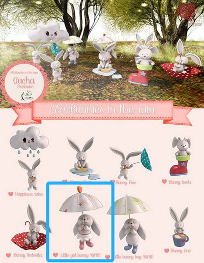 Second Life Marketplace - {YD}Bunnies in the rain - Little girl bunny RARE
