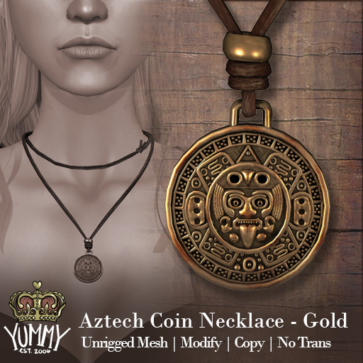 Second Life Marketplace - (Yummy) Aztech Coin Necklace - Gold