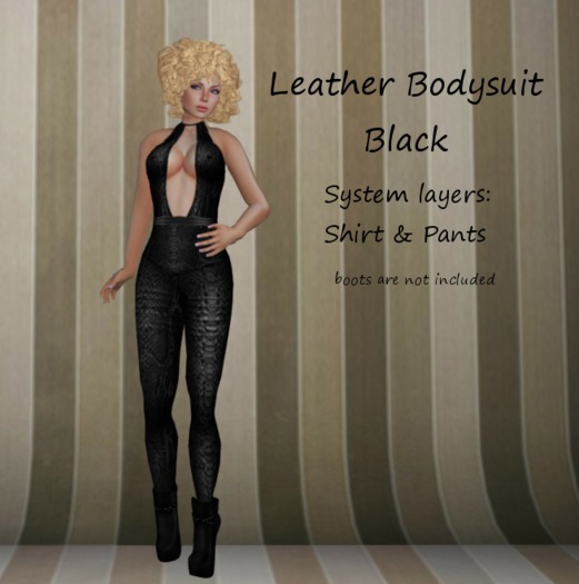 Second Life Marketplace Leather Bodysuit Black
