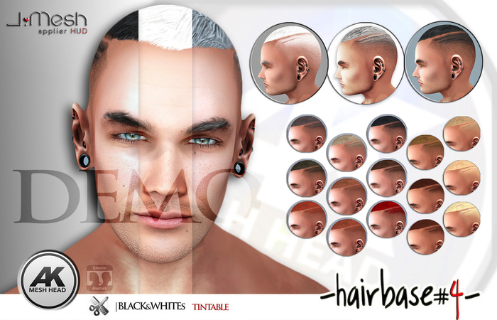 Second Life Marketplace - [i.mesh] - DEMO Hairbase#4 BLACK&WHITES (hud ...
