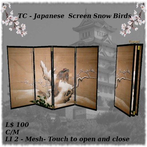 Second Life Marketplace - TC - Japanese Screen Snow Birds