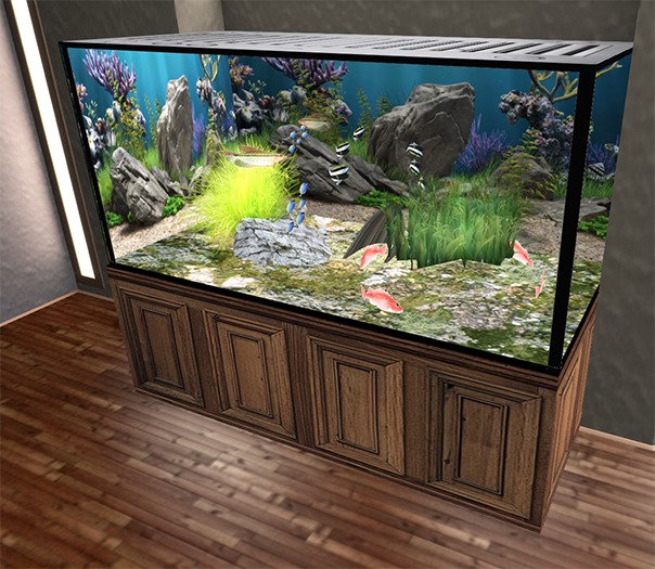 Second Life Marketplace - Robb's Aquarium 3D {2.0 Mesh} on Wood Panel Stand