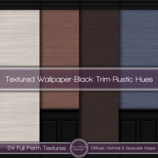 Second Life Marketplace - {L} Textured Wallpaper-Black Trim-Rustic Hues