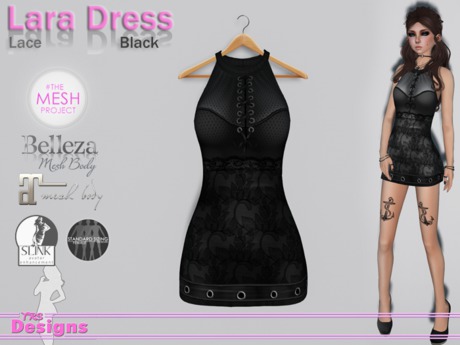 Second Life Marketplace - Lara Dress Lace Black