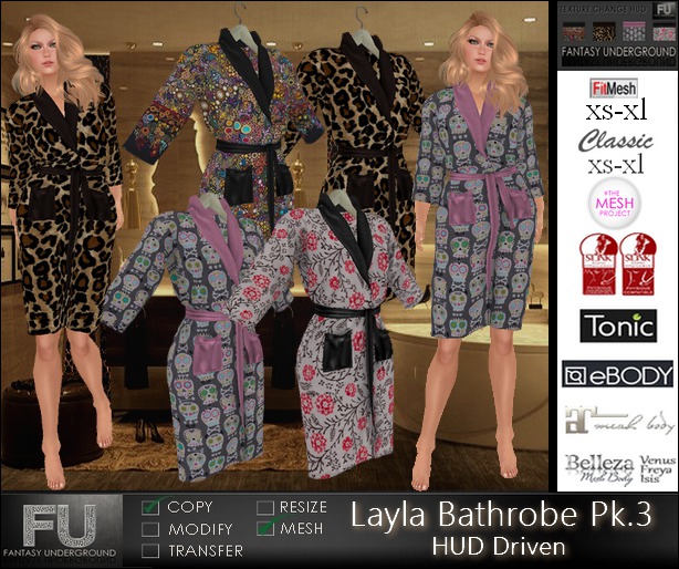 Second Life Marketplace - Layla Bathrobe w HUD pk.3 * Luxury Spa Soft ...