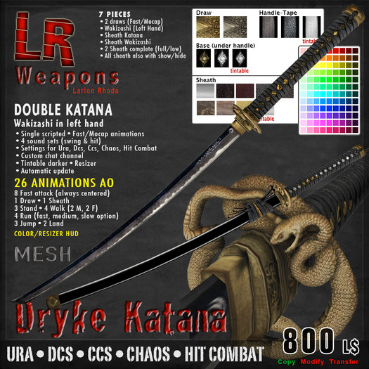 Second Life Marketplace - [CS] Dryke Katana (box) - Ura, Dcs, Ccs ...