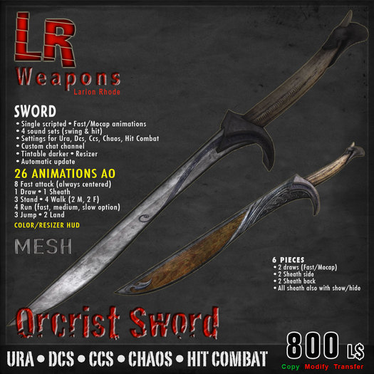 Second Life Marketplace - [CS] Orcrist Sword (box) - Ura, Dcs, Ccs ...