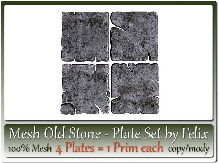 Second Life Marketplace - Mesh Old Stone-Plates 4 Plates=1 Prim each ...