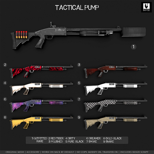 Second Life Marketplace - 2. :BAMSE: Tactical Pump - Red Tiger