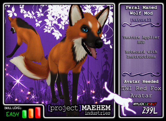 Second Life Marketplace - [p]Mi Feral Maned Wolf Mod - Natural