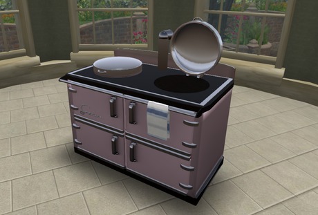 Second Life Marketplace - PINK AGA STYLE STOVE WITH OPENING DOORS