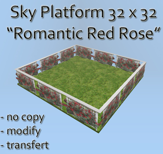 Second Life Marketplace - Sky Platform 32 x 32 Romantic Red Rose Bad ...