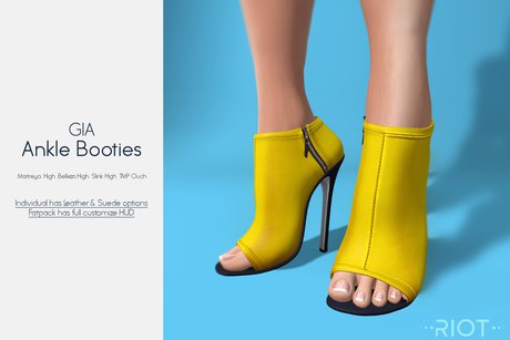 Second Life Marketplace - RIOT / Gia Ankle Booties - Black
