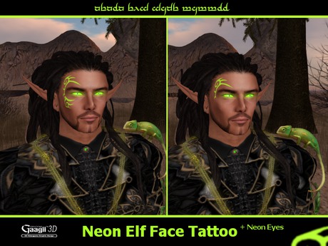 Second Life Marketplace - Gaagii - Neon Elf Face Tattoos + Glowing Eyes ...