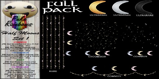 Second Life Marketplace - [PR] Half Moons FULL PACK 1, 2 Silver ULTRARARE