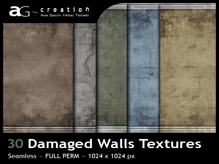 Second Life Marketplace - FULL PERM - 30 Damaged Walls 01