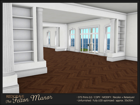 Second Life Marketplace - ** FELTON Manor V1.1 - REDGRAVE (unfurnished)