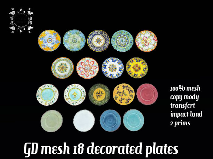 Second Life Marketplace - GD mesh 18 decorated plates
