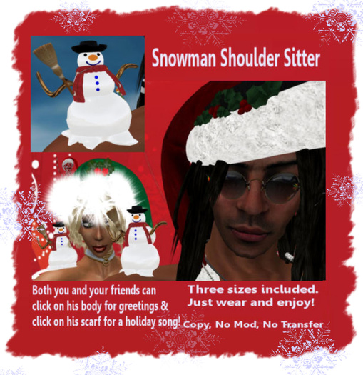 Second Life Marketplace - Snowman Shoulder Sitter