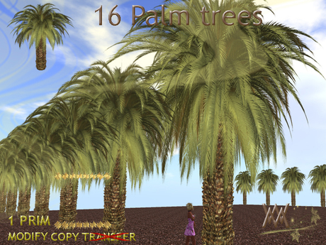 Second Life Marketplace - Tree, 16 Palm trees in one prim