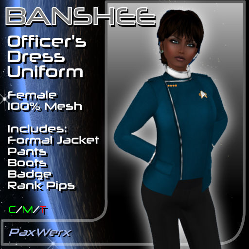 Second Life Marketplace - PaxWerx Banshee Dress Uniform - Female Blue