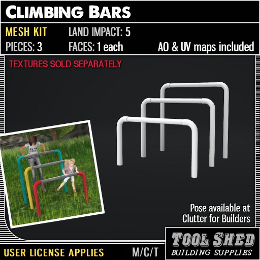Second Life Marketplace - Tool Shed - Climbing Bars Mesh Kit
