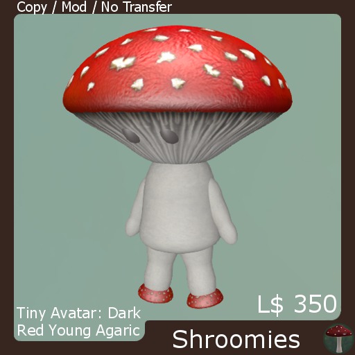 Second Life Marketplace - Shroomie Tiny Avatar: Dark Red Young Agaric