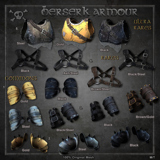 Second Life Marketplace - [The Forge] Beserk Upper Guards, Black -CBOX