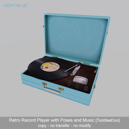 Second Life Marketplace - LeMomo: Retro Record Player - Blue (with ...