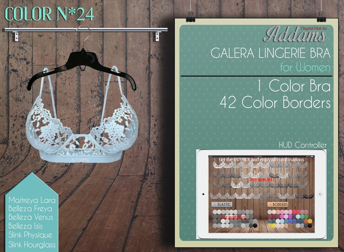Second Life Marketplace - Addams Lingerie "Galera" Mesh Bra for ...