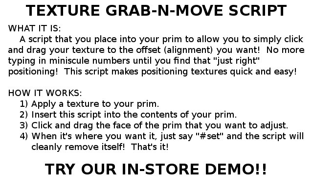 Second Life Marketplace - TEXTURE GRAB-N-MOVE 3.1