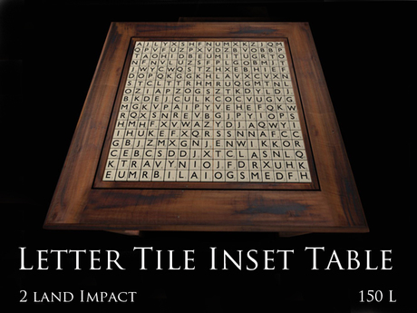 Second Life Marketplace - Myst Point : Letter Tile Inset Table