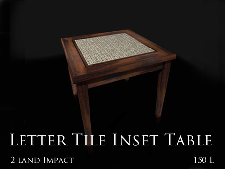 Second Life Marketplace - Myst Point : Letter Tile Inset Table