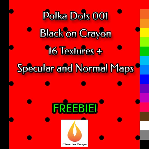 Second Life Marketplace - CFD - Polka Dots 001, Black on Crayon