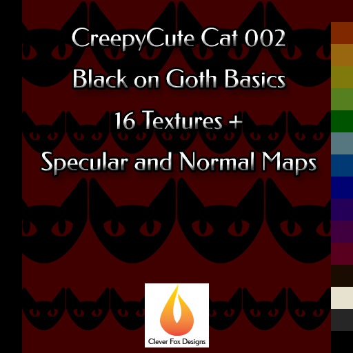 Second Life Marketplace - CreepyCute Cat 002, Black on Goth Basics, 16 ...