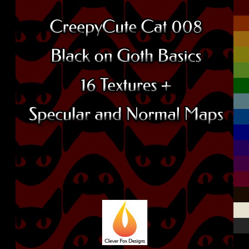 Second Life Marketplace - CreepyCute Cat 008, Black on Goth Basics, 16 ...