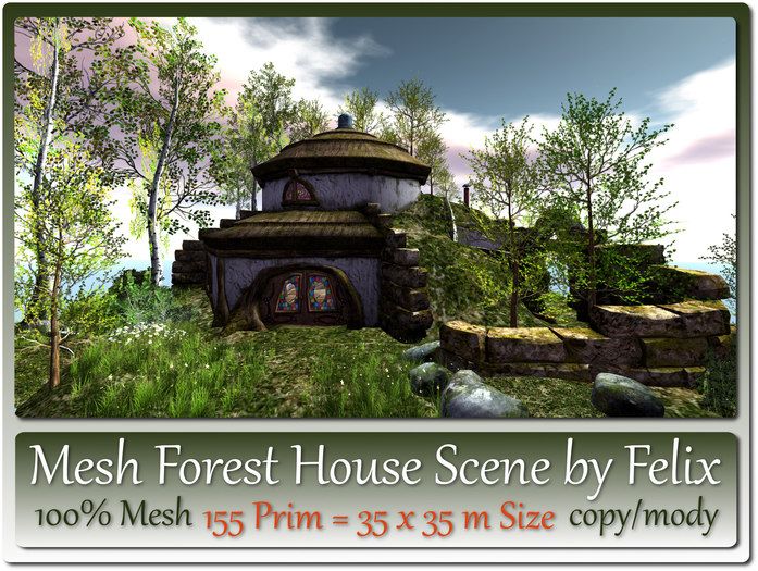 Second Life Marketplace - Mesh Forest House Scene 155 Prim=35x35m Size ...