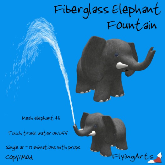Second Life Marketplace - !FA! Fiberglass Elephant Fountain