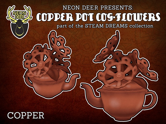 Second Life Marketplace - [[Neon Deer]] STEAM DREAMS - Copper Pot Cog ...