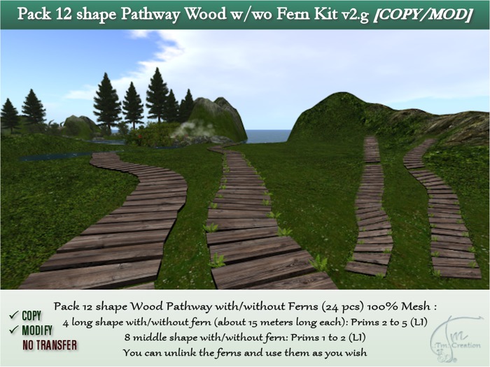 Second Life Marketplace - Wooden Garden Pathway 12 shapes CM