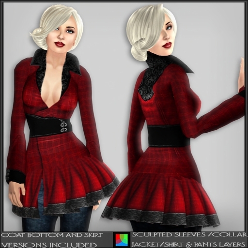 Second Life Marketplace - (Pixel Dolls) Wool Plaid Coat . Red