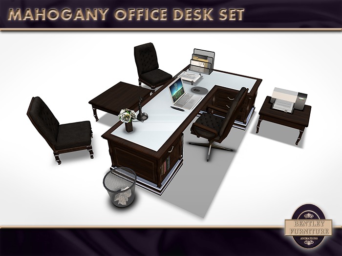 Second Life Marketplace - Mahogany Office Desk - PG Version /w Item ...